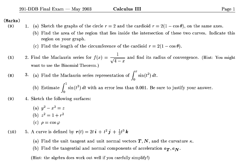 Cal III Exam - May 03